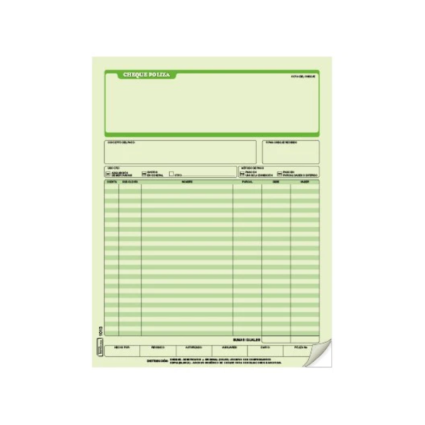 CHEQUE POLIZA BLOCK 25 JUEGOS PRINTAFORM – ofimarket.mx